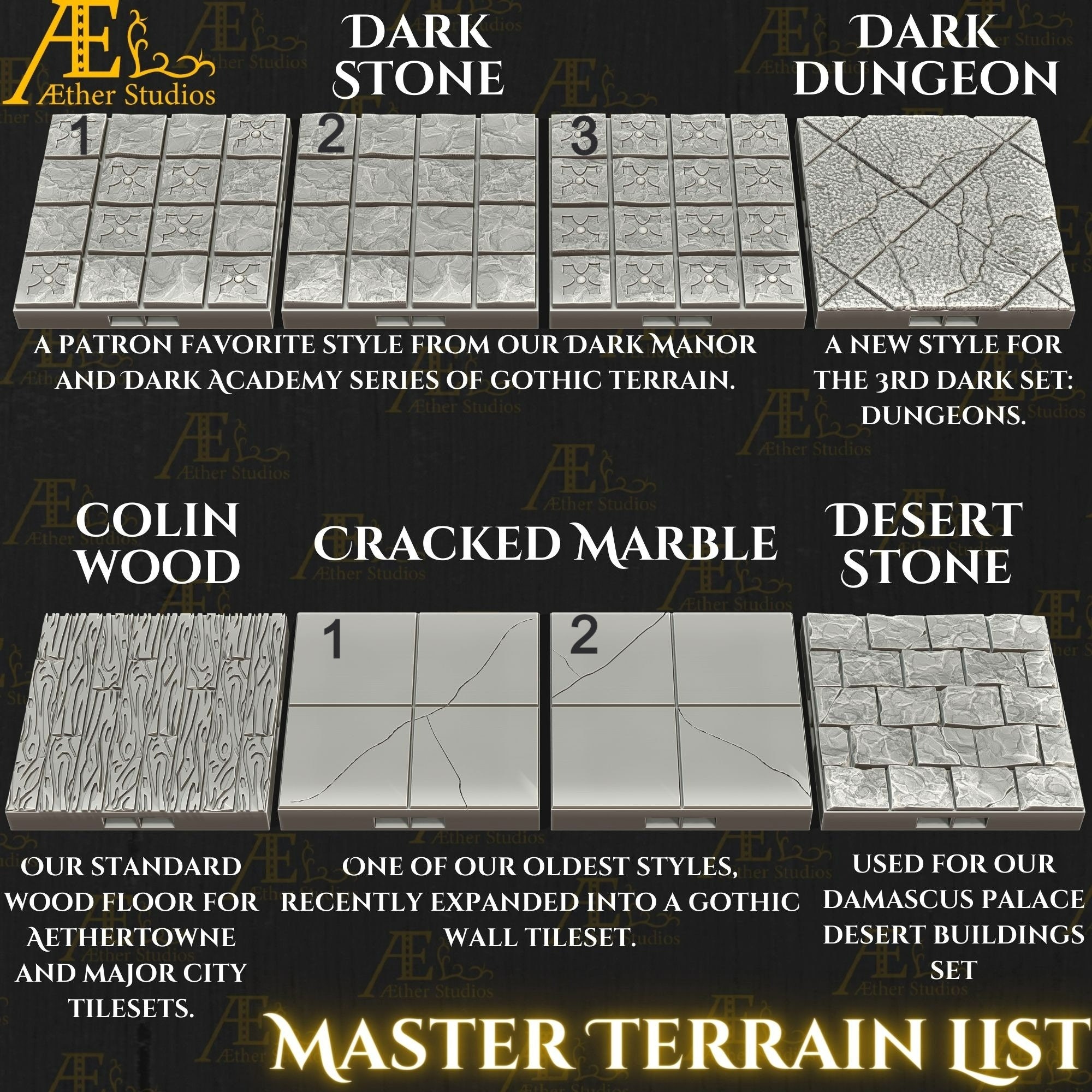 3D Printed Stone & Wood Marble Floor Tiles Aether Studios 2x2 - Etsy