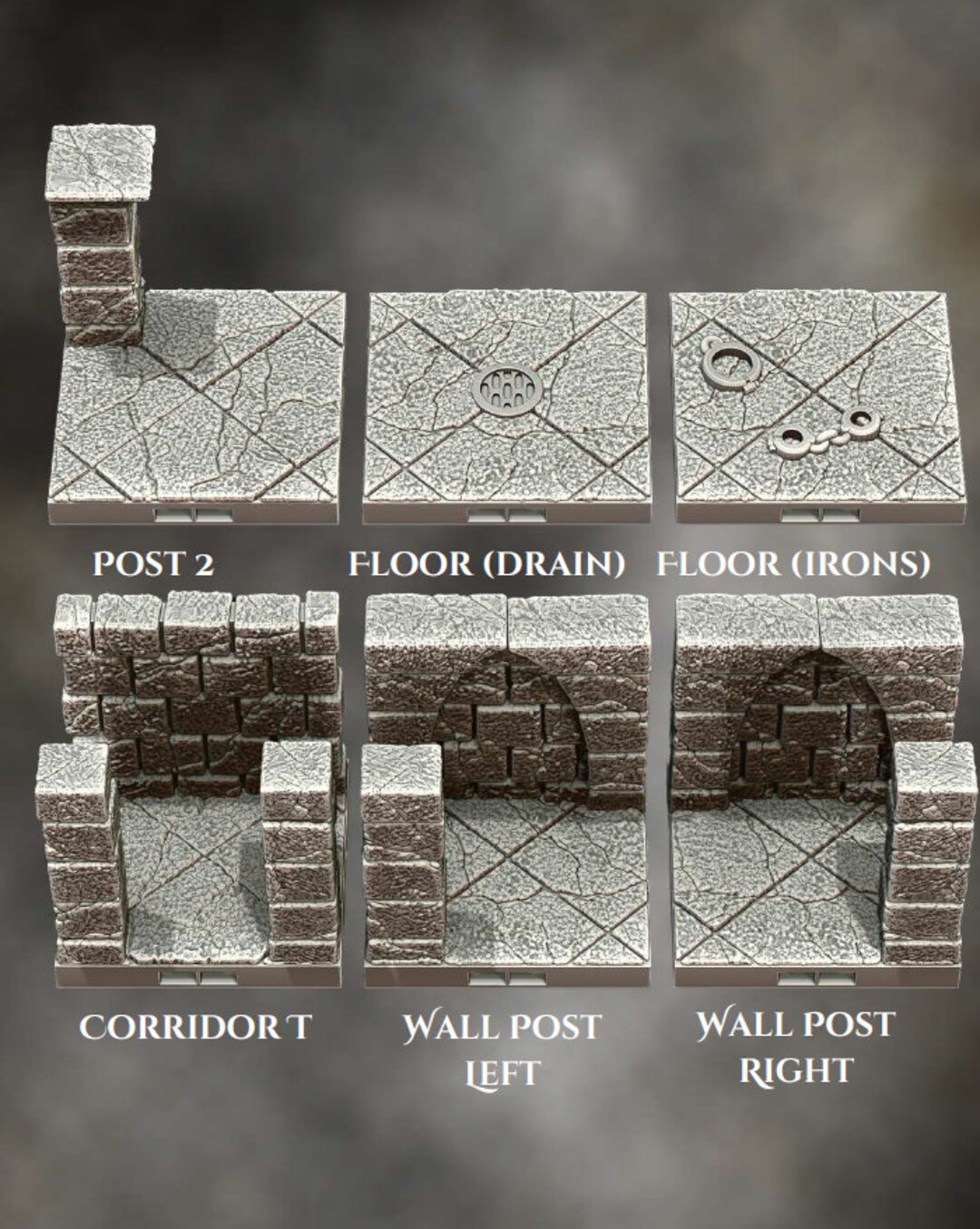 Aether Studios 2x2 Dark Dungeon Floor & Wall Tile Set 3D Printed Gaming ...