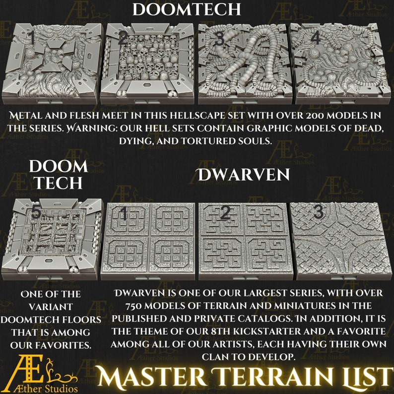 Aether Studios 2x2 Dungeon Floor Tiles Doomtech & Dwarven Design - Etsy