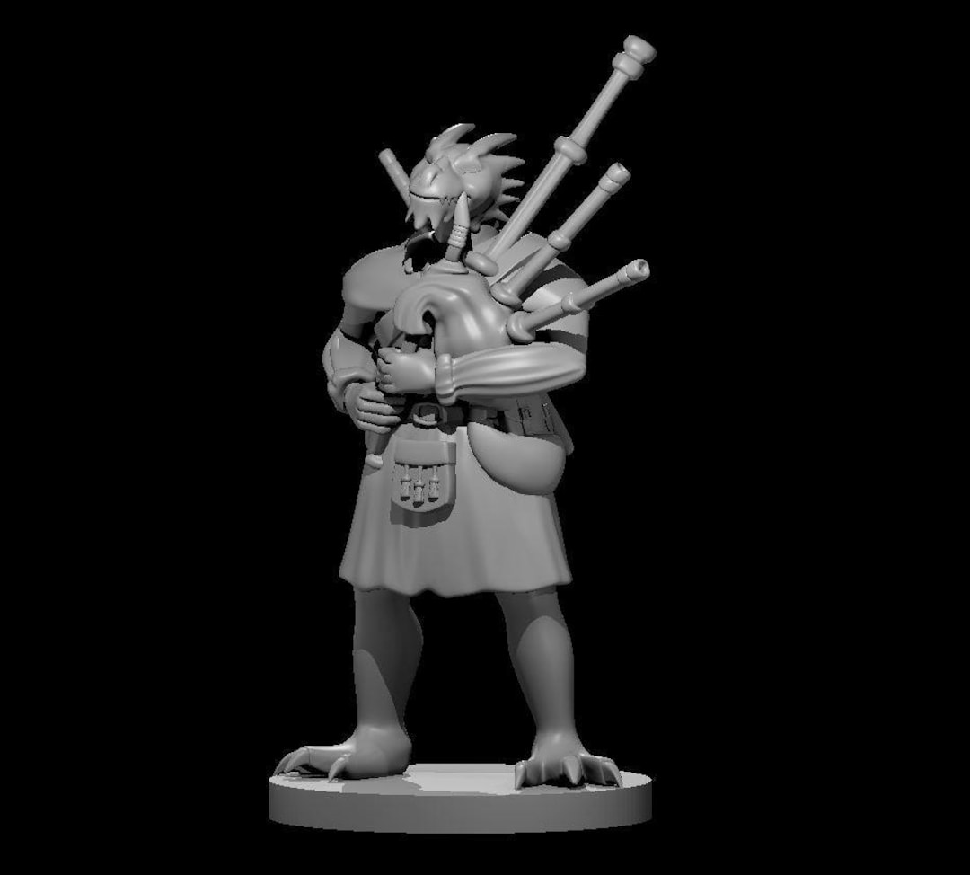 Dragonborn Bard Miniature With Bagpipes 2 Variants - Etsy