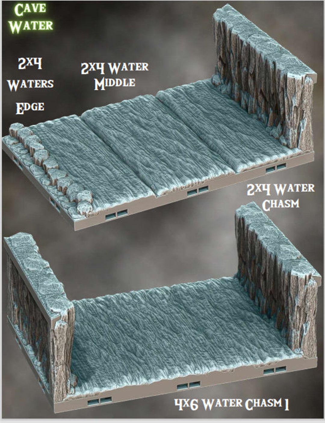 Swole Avid Cleft Cave Water Tiles-aether Studios-var Sizes-3d Printed ...