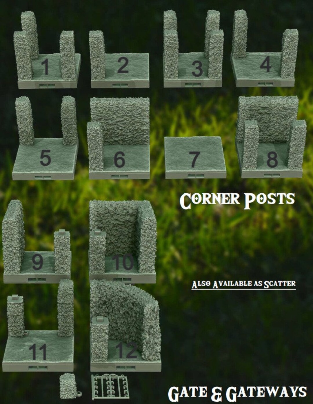 Hedge Posts and Gate Tiles-aether Studios 2x2-3d - Etsy