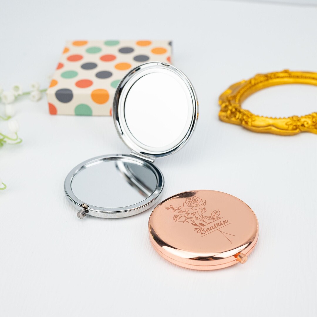 Personalized Birth Flower Compact Mirror, Birthday Gifts for Her ...