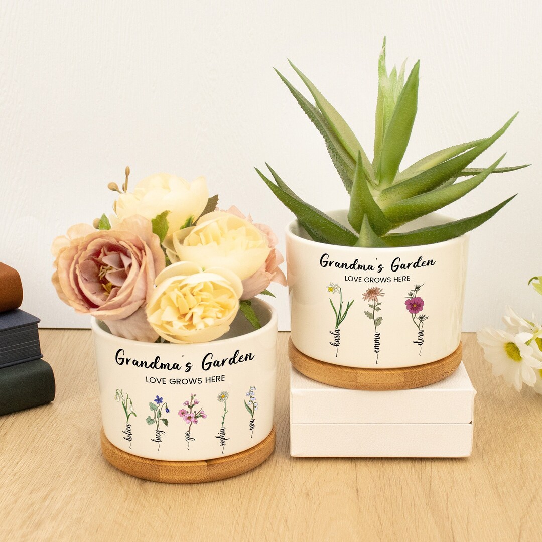 Personalized Birth Flower Plant Pot,birthday Gift for Her,birthday Gift ...