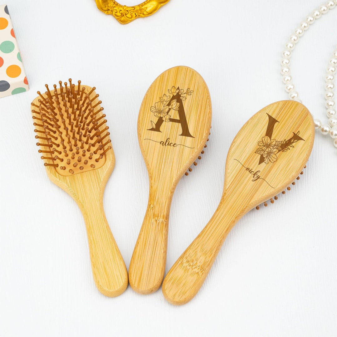 Personalized Engraved Hair Brush for Her,bamboo Paddle Hairbrush ...