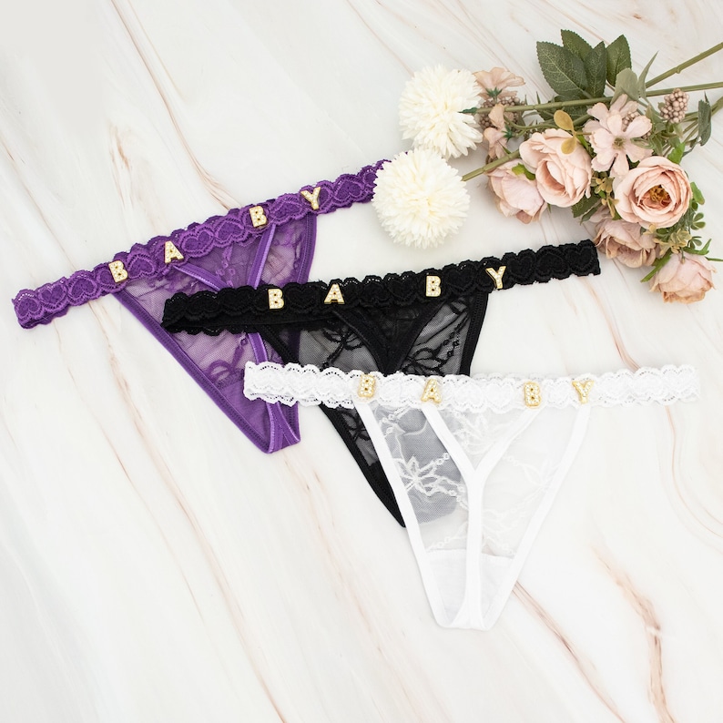 Personalized Name Thong,custom Lace Thongs,valentine's Day Gift for Her ...
