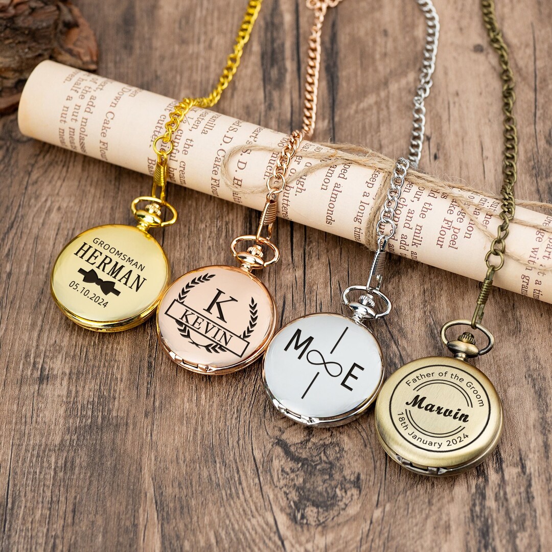 Custom Pocket Watch, Groomsmen Gifts, Fathers Day Gift, Engraved Pocket ...