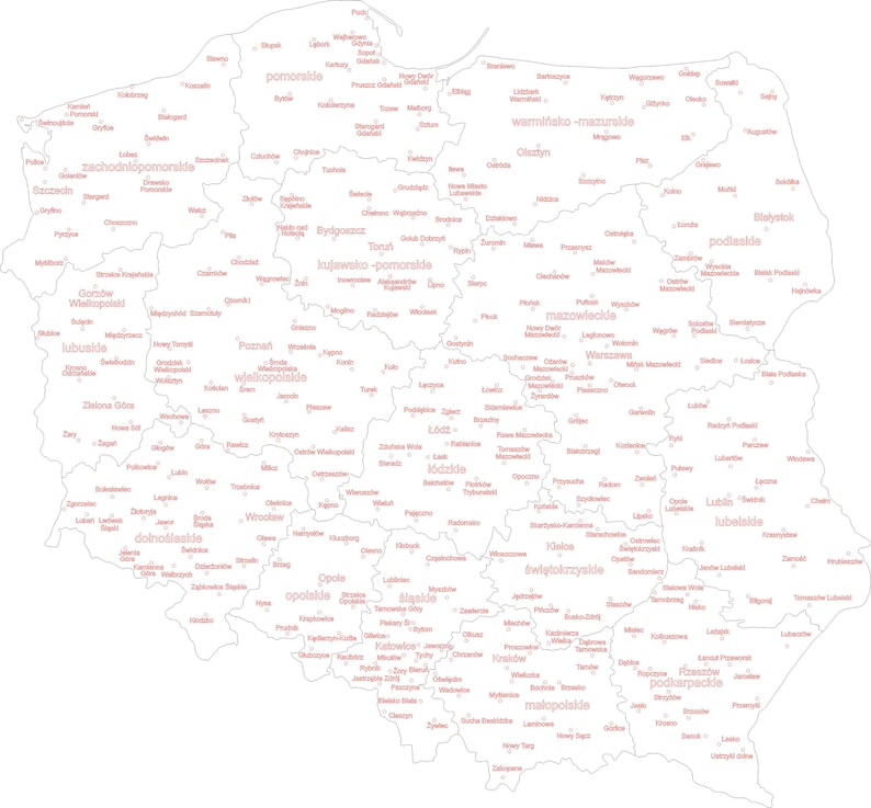 Map of Poland Digital File, Map of Poland, Laser Ai Dxf Sfg Pdf Eps ...