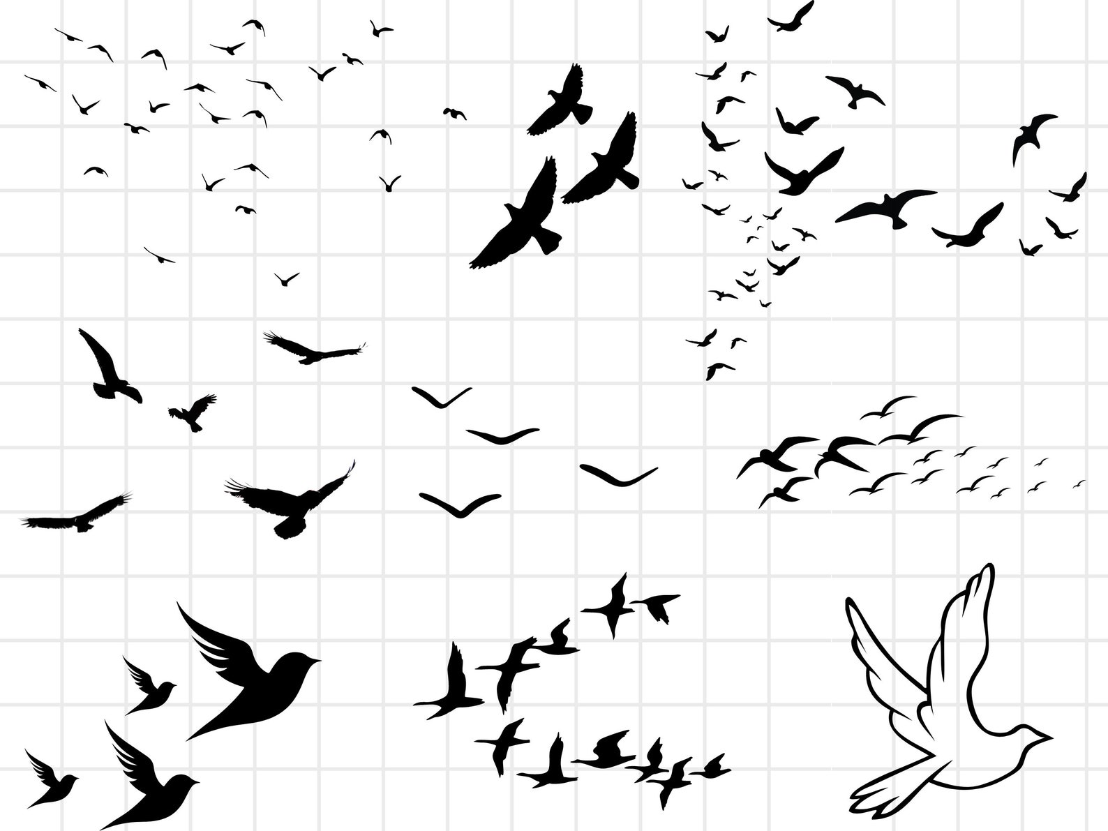 Flying Birds SVG Bundle, Flying Bird Svg, Flock of Flying Birds Svg ...