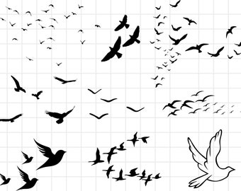 Cute Flying Birds SVG Bundle, Flying Bird Svg, Flock of Flying Birds ...