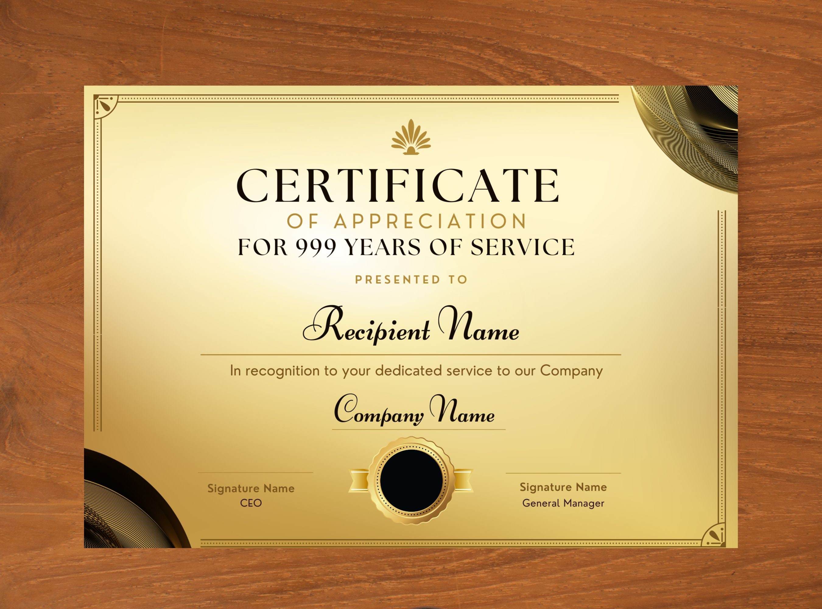 Editable Years of Service Certificate of Appreciation - Etsy Australia