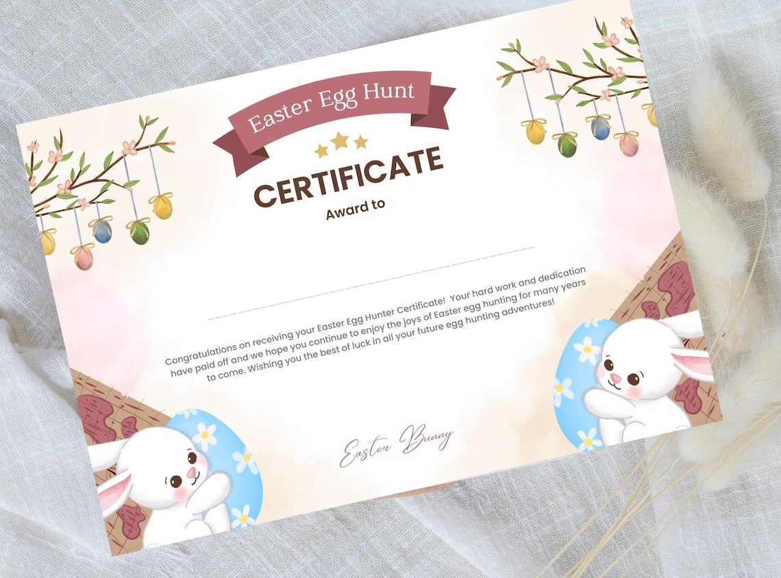 Easter Bunny Certificate Printable Printable Easter Gift - Etsy