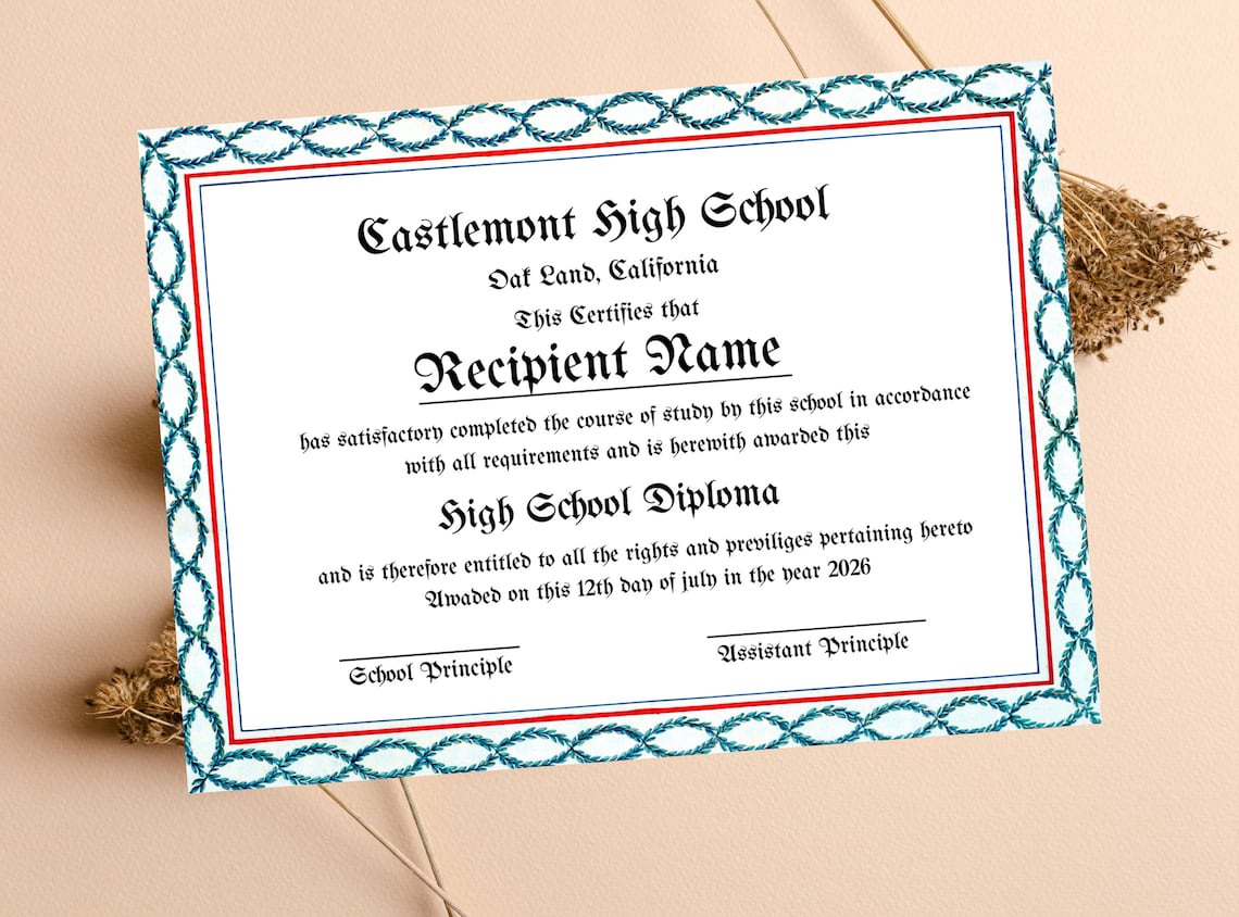 Editable High School Diploma Template Canva Editable Homeschool Diploma ...