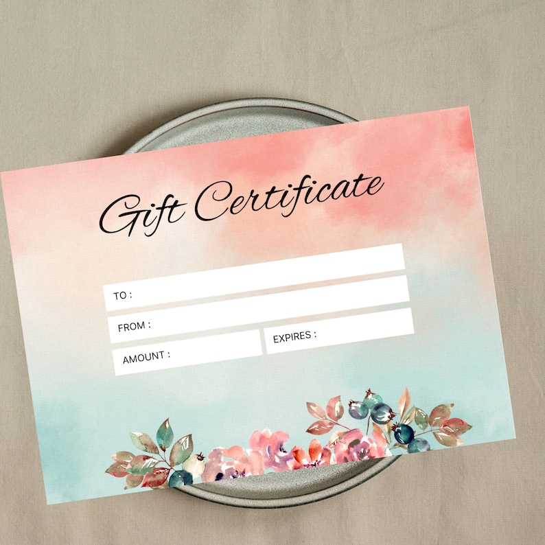 Gift Certificate Template Printable Gift Voucher Template - Etsy