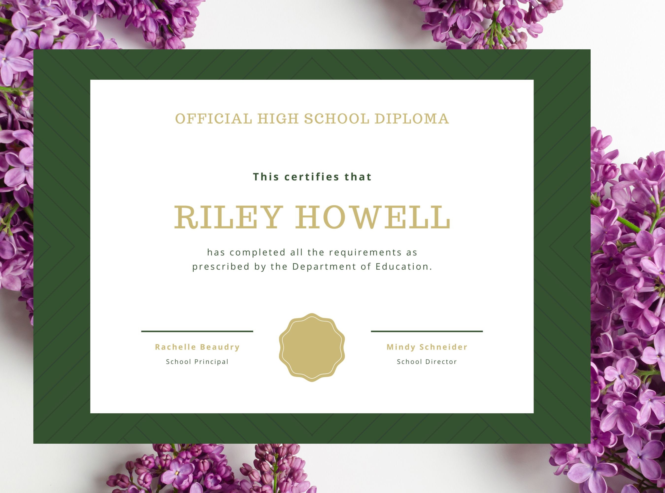Editable High School Diploma Template Personalized Name High School ...