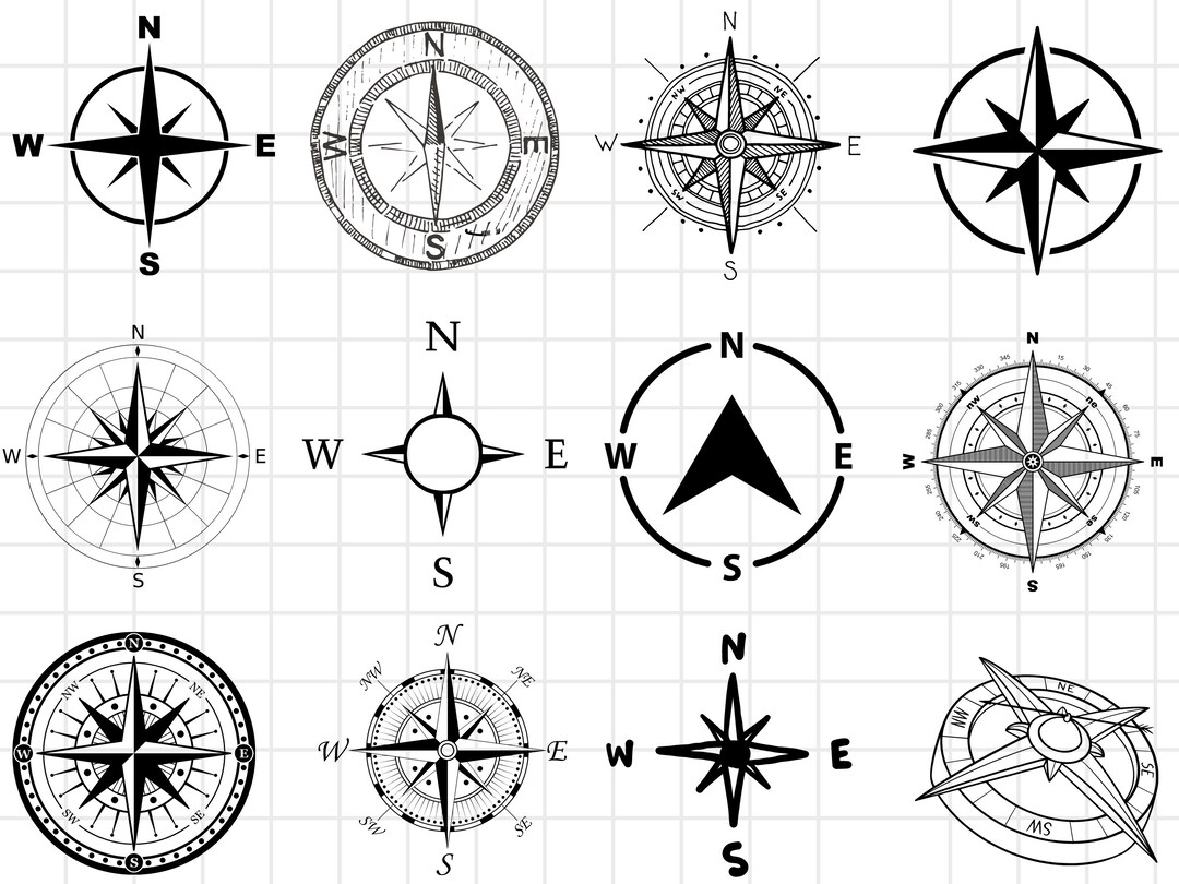 Compass Svg Bundle, Compass Rose Svg Bundle, Compass Dxf, Compass Svg ...