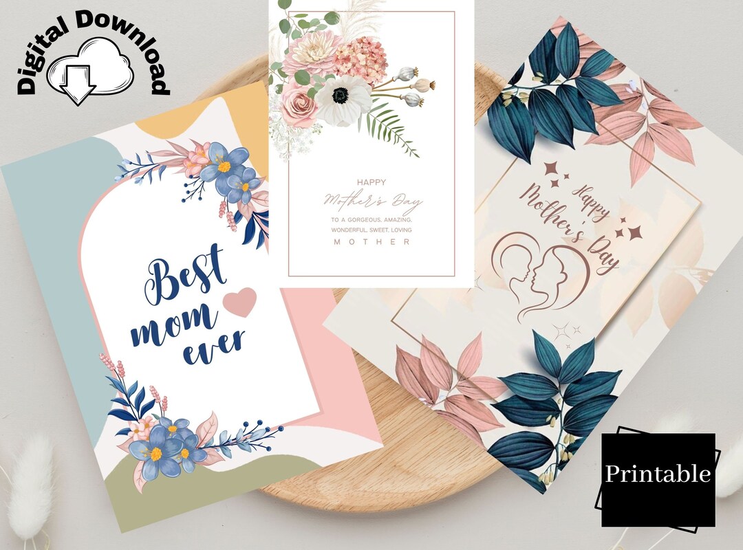 Happy Mother's Day Printable Card/ Floral Mother's Day Card Template ...