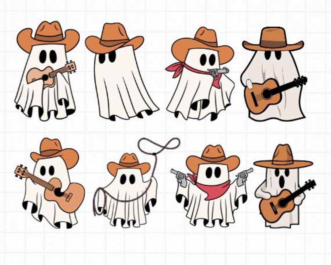 Cute Ghost Cowboy SVG Bundle, Boo Svg, Halloween Svg, Files for Cricut ...