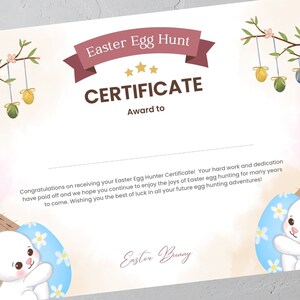 Easter Bunny Certificate Printable, Printable Easter Gift Certificates ...
