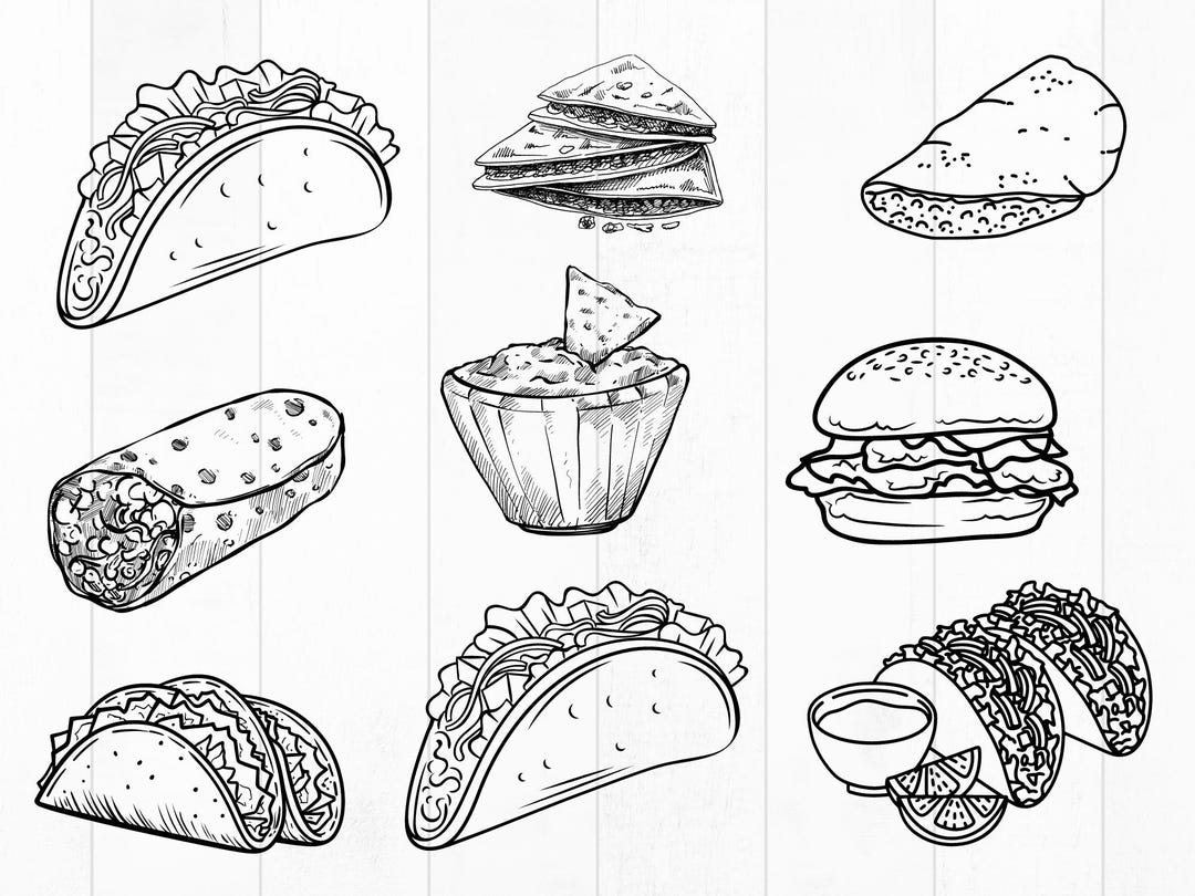 Taco SVG Bundle / Mexican Food Svg/ Printable Files/ Cricut/ Cut Files/ Sihlouette Files/clipart ...