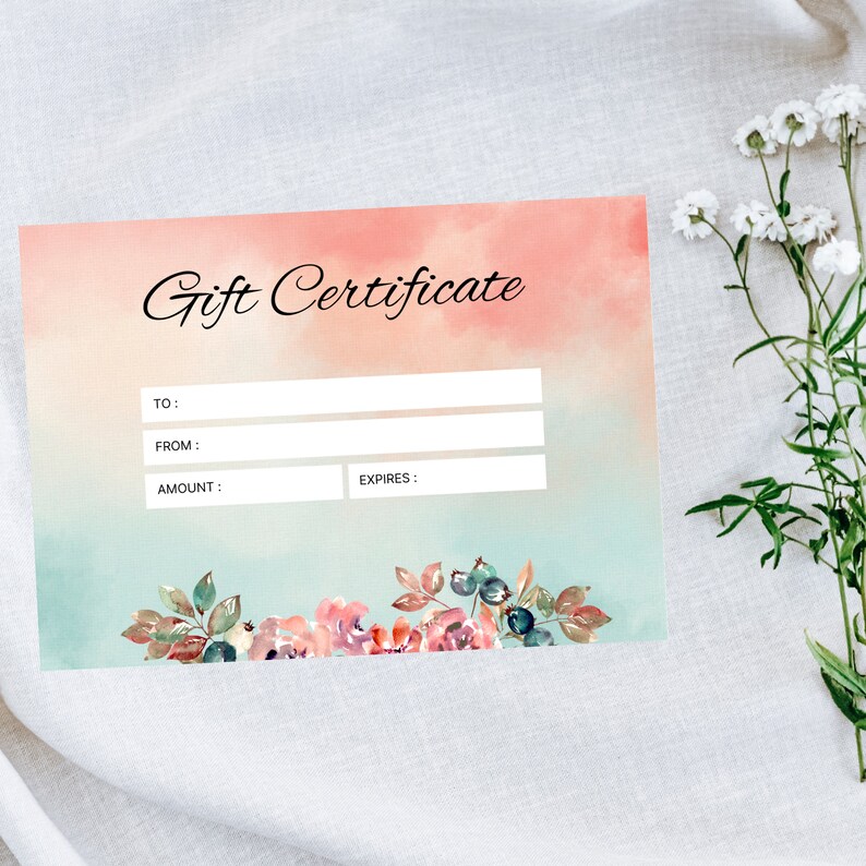 Gift Certificate Template Printable Gift Voucher Template - Etsy