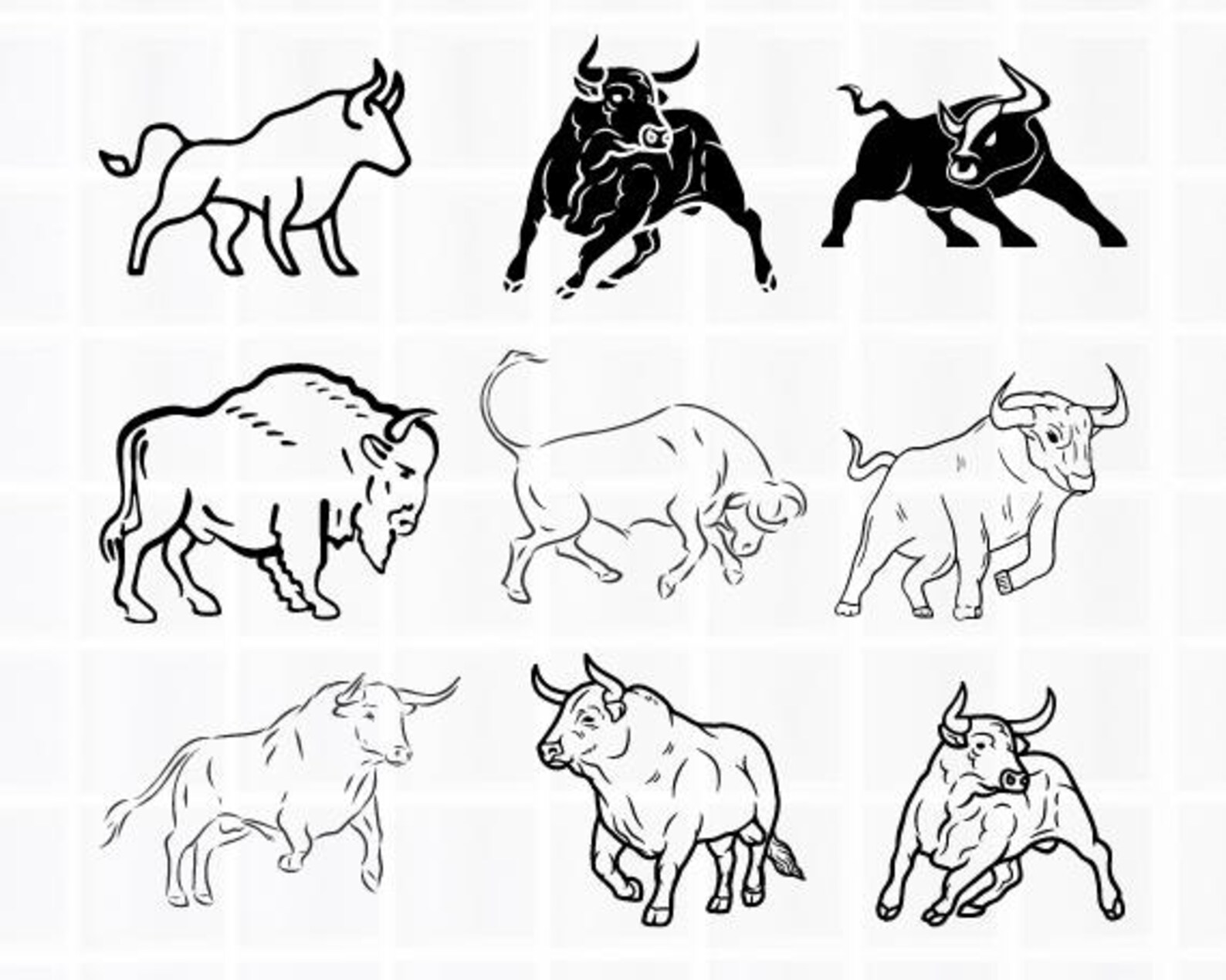 Bull SVG Bundle, Bull Clipart Bundle, Bull Cut Files, Bull Cricut, Bull ...