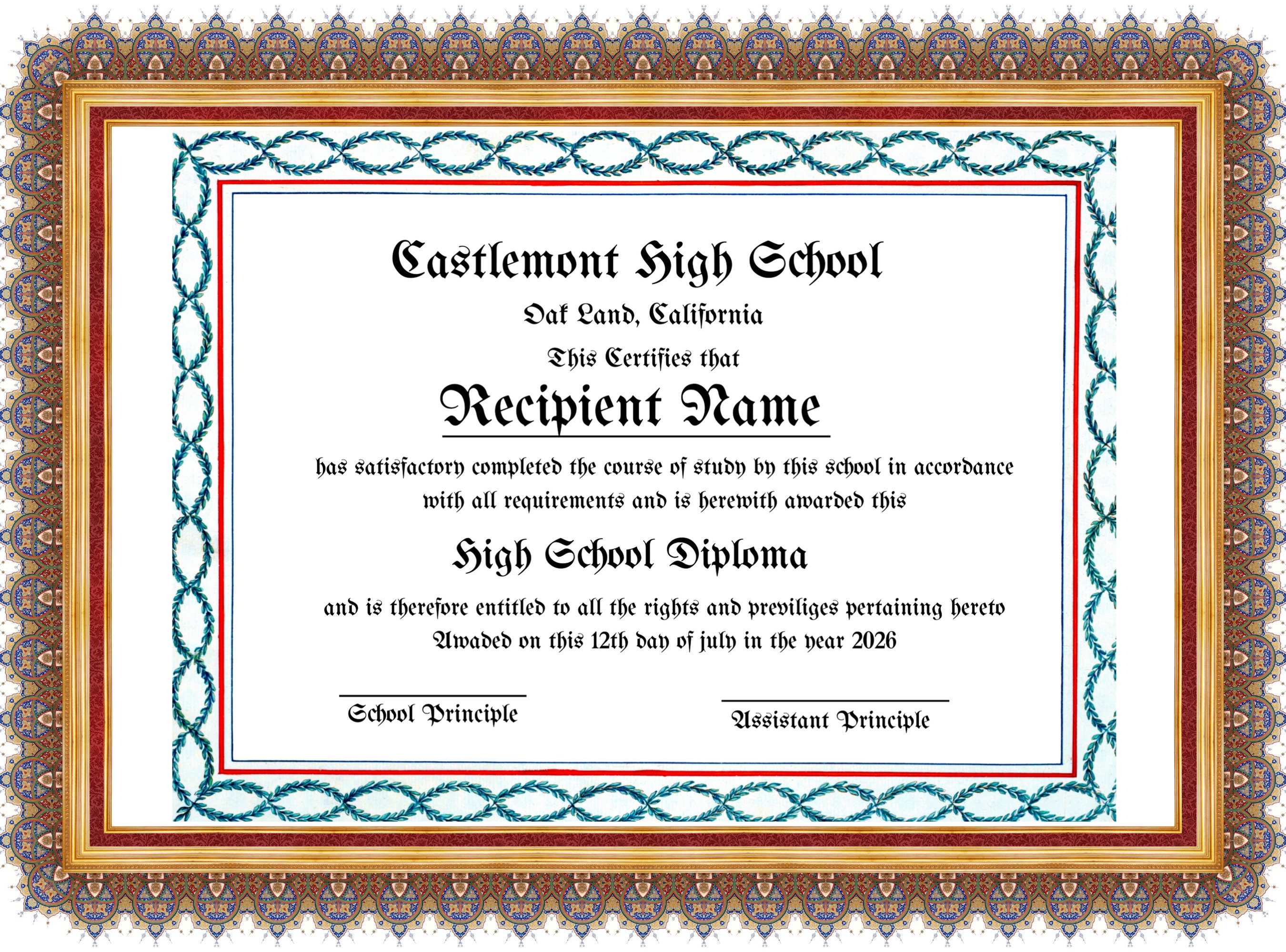 Editable High School Diploma Template Canva Editable Homeschool Diploma ...