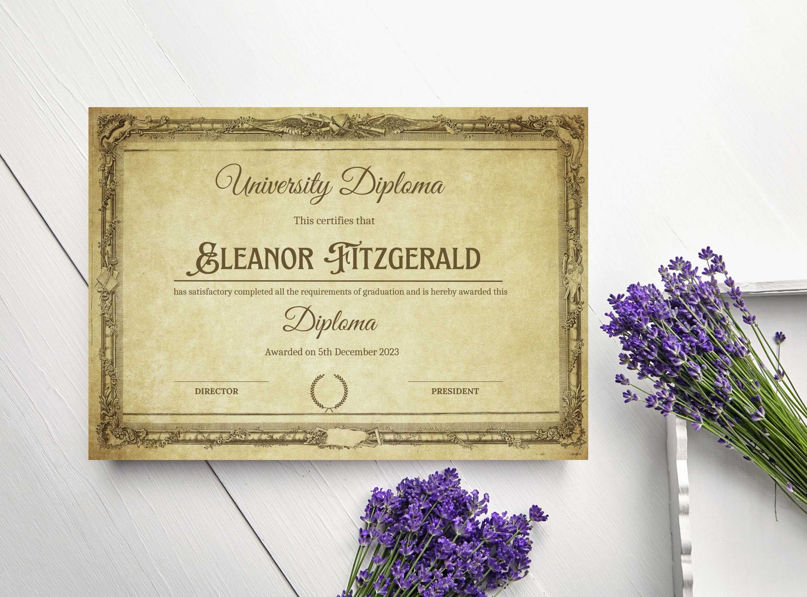 Canva Editable Diploma Template: University, Homeschool, Graduation ...