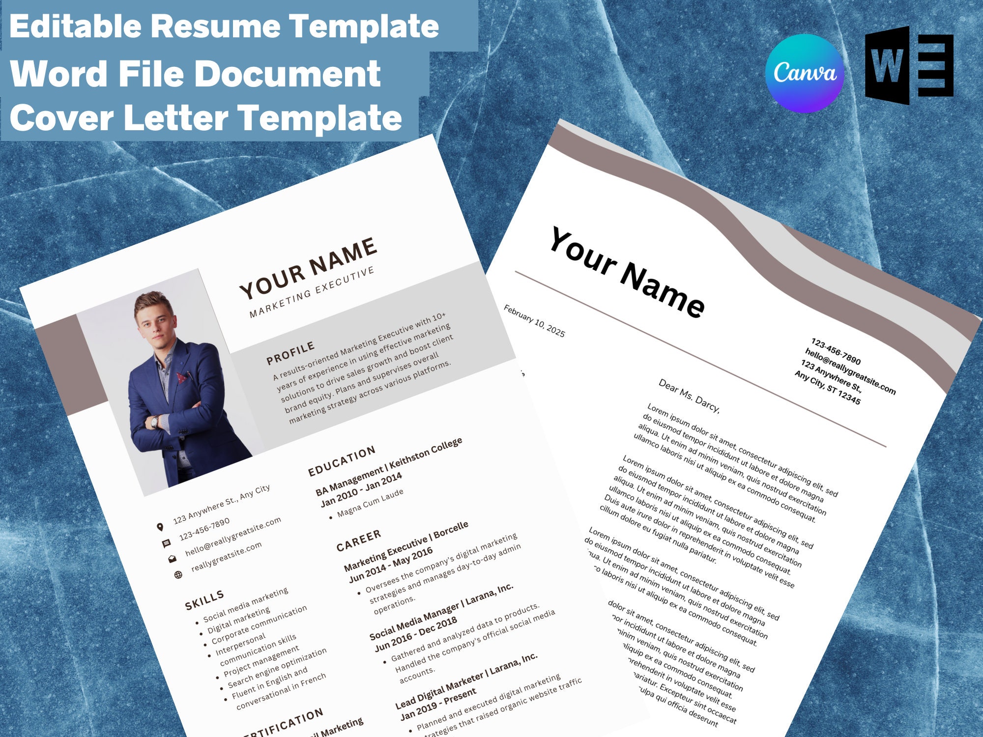 Marketing Resume Template One Page Resume Template Resume Template Word ...