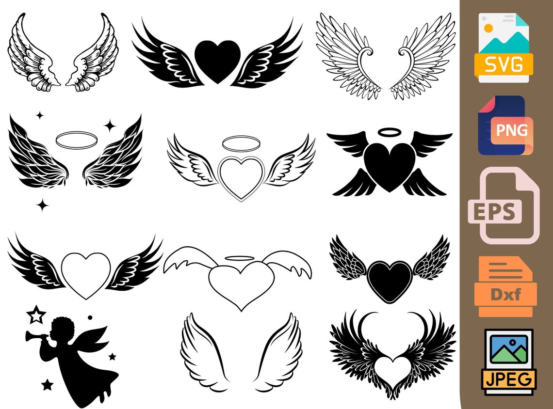 Angel Wings SVG Bundle, Angel Wings Svg Angel Svg Halo Svg Wings Svg ...
