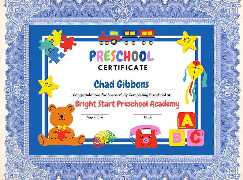 Editable Preschool Diploma Printable School Diploma Certificate School ...
