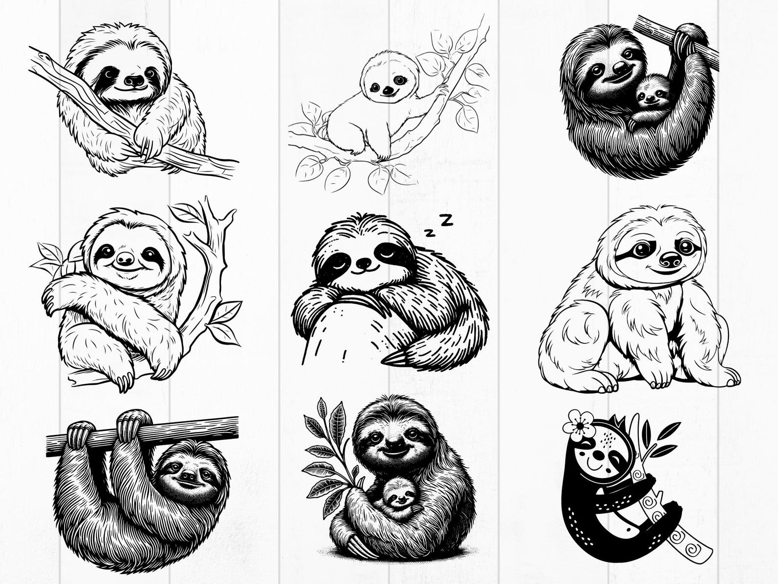 Sloth Svg Bundle, Lazy Sloth Svg, Sleeping Sloth Svg, Yoga Sloth ...