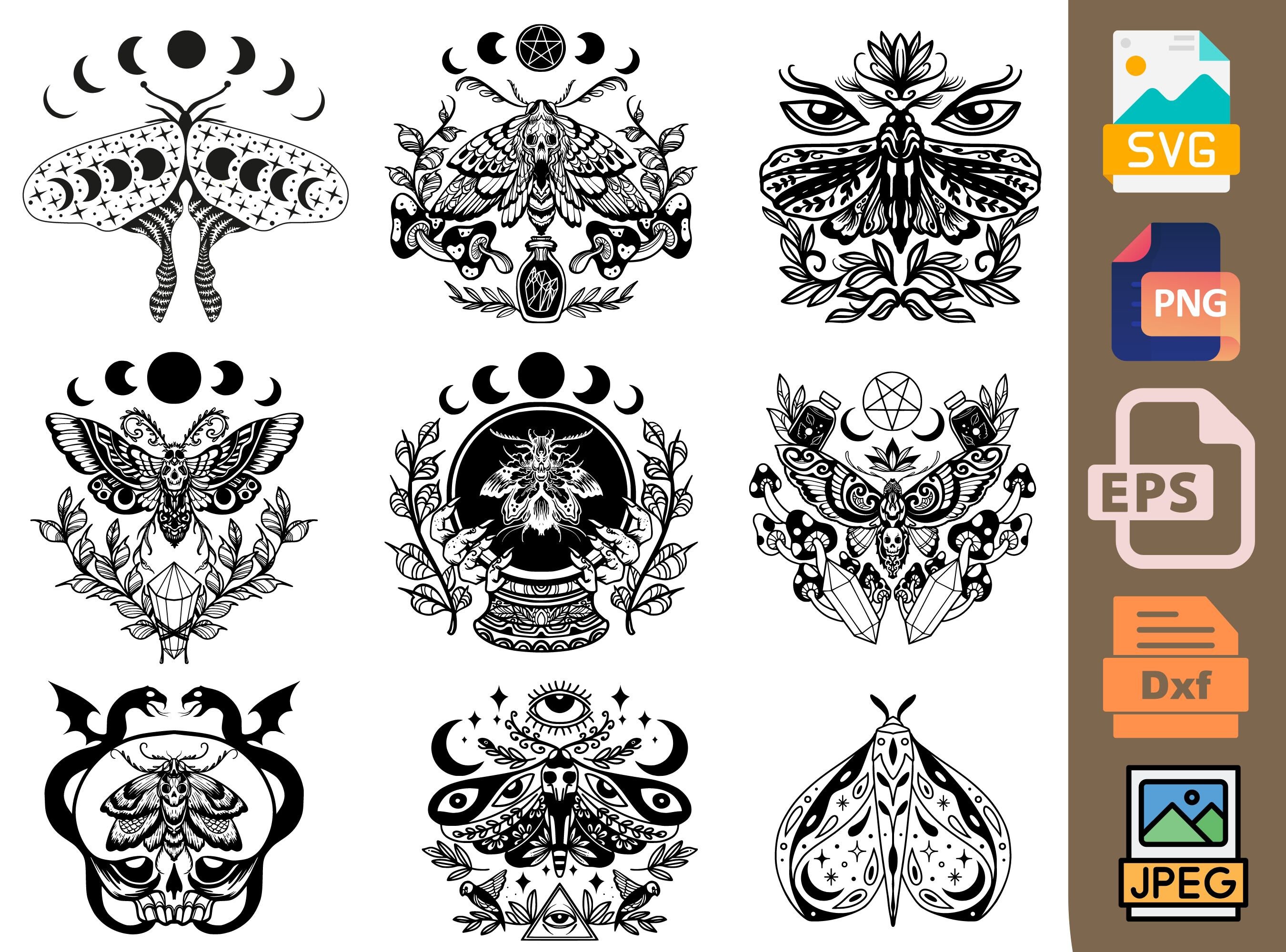 Mystical Moth SVG: Celestial Butterfly Clipart, Luna Moth (digital ...