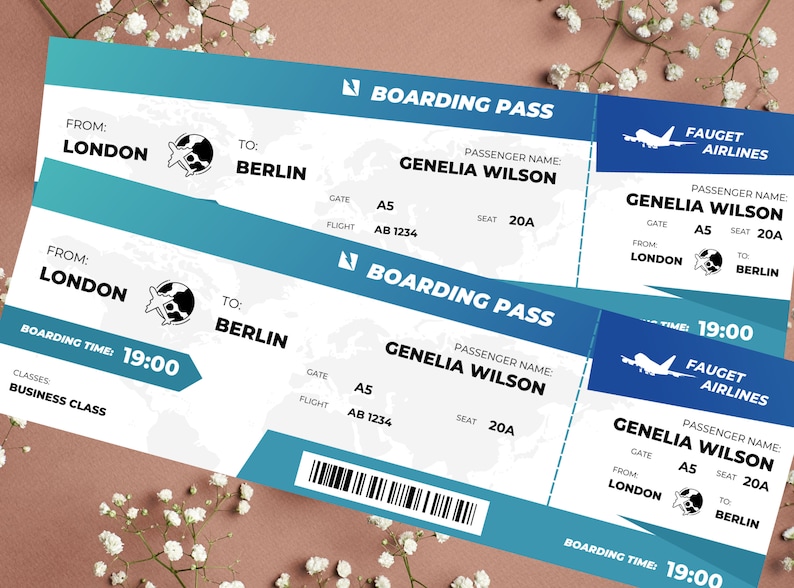 Editable Boarding Pass Template: Surprise Gift (canva Template) - Etsy
