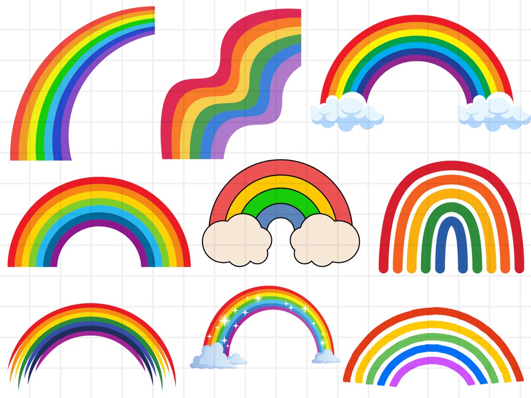 Rainbow SVG Bundle: Weather Clip Art, Kids Designs (commercial Use ...
