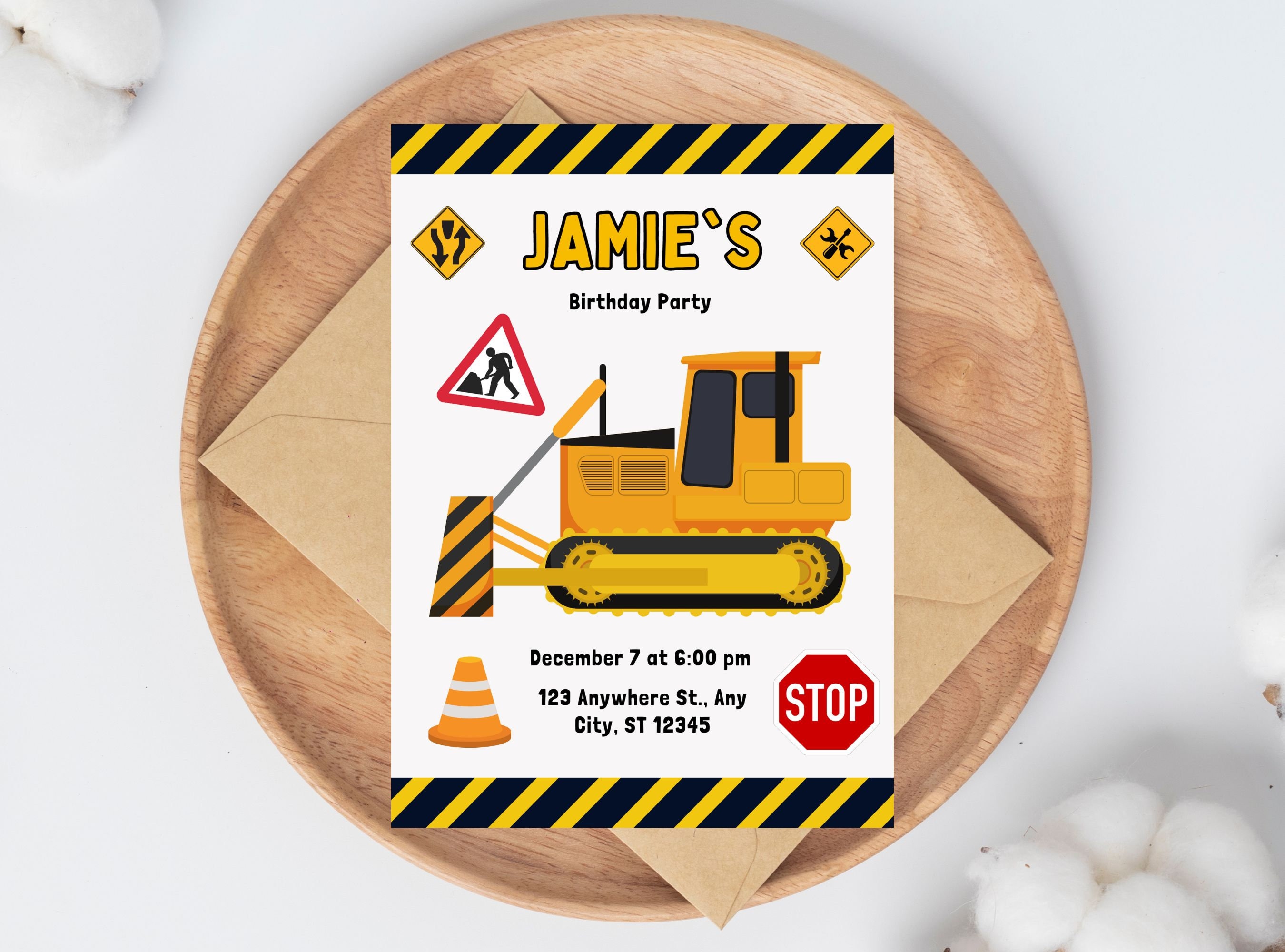 Construction Birthday Party Invitation Template/ Construction ...