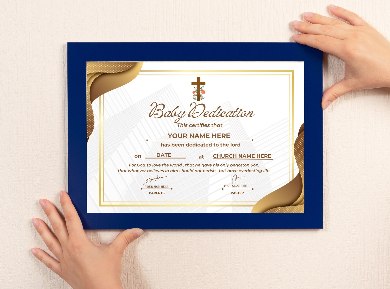 Editable Baby Dedication Certificate Template: Printable Church ...
