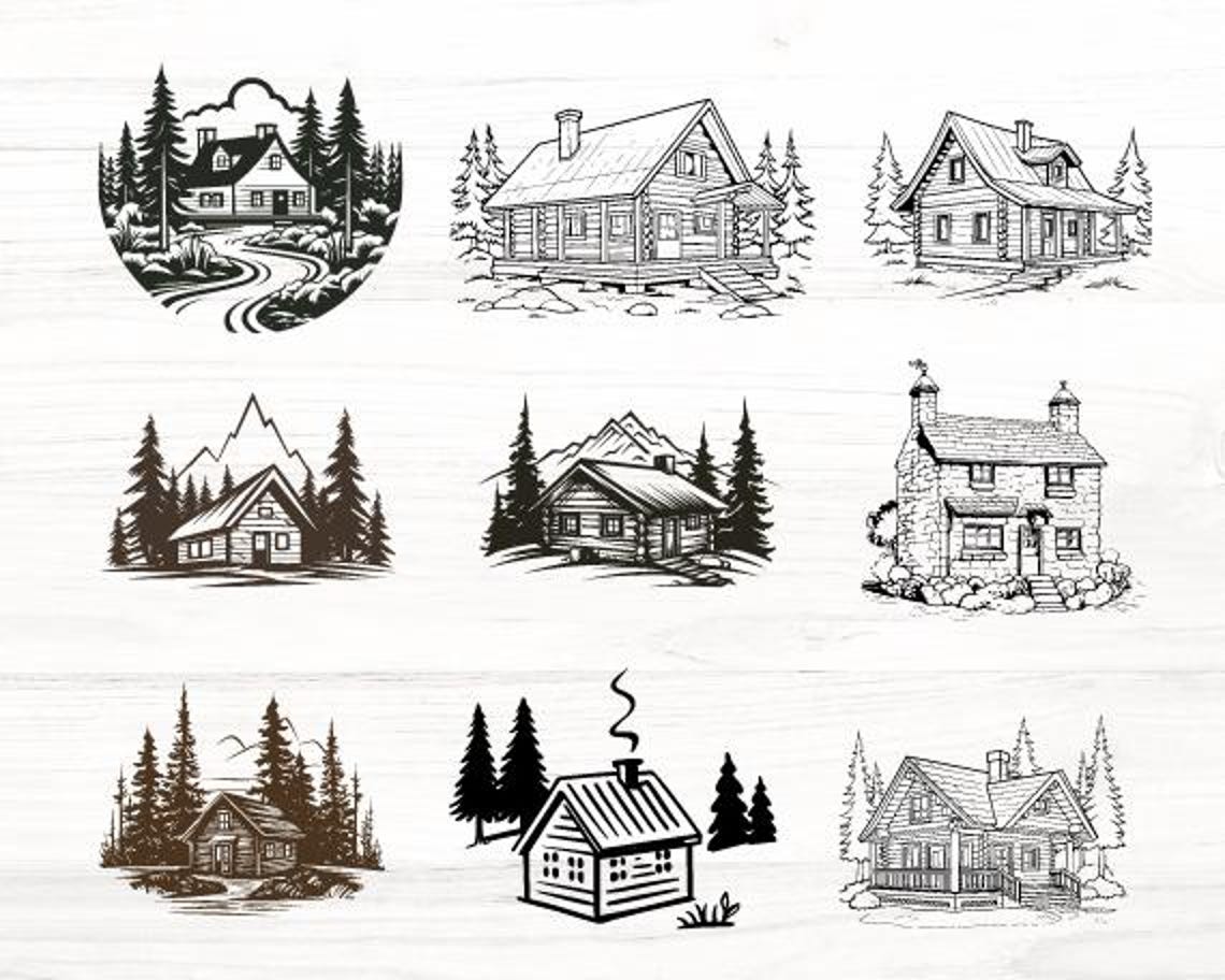 Rustic Wooden Cabin SVG Bundle, Instant Digital Download , Best and ...