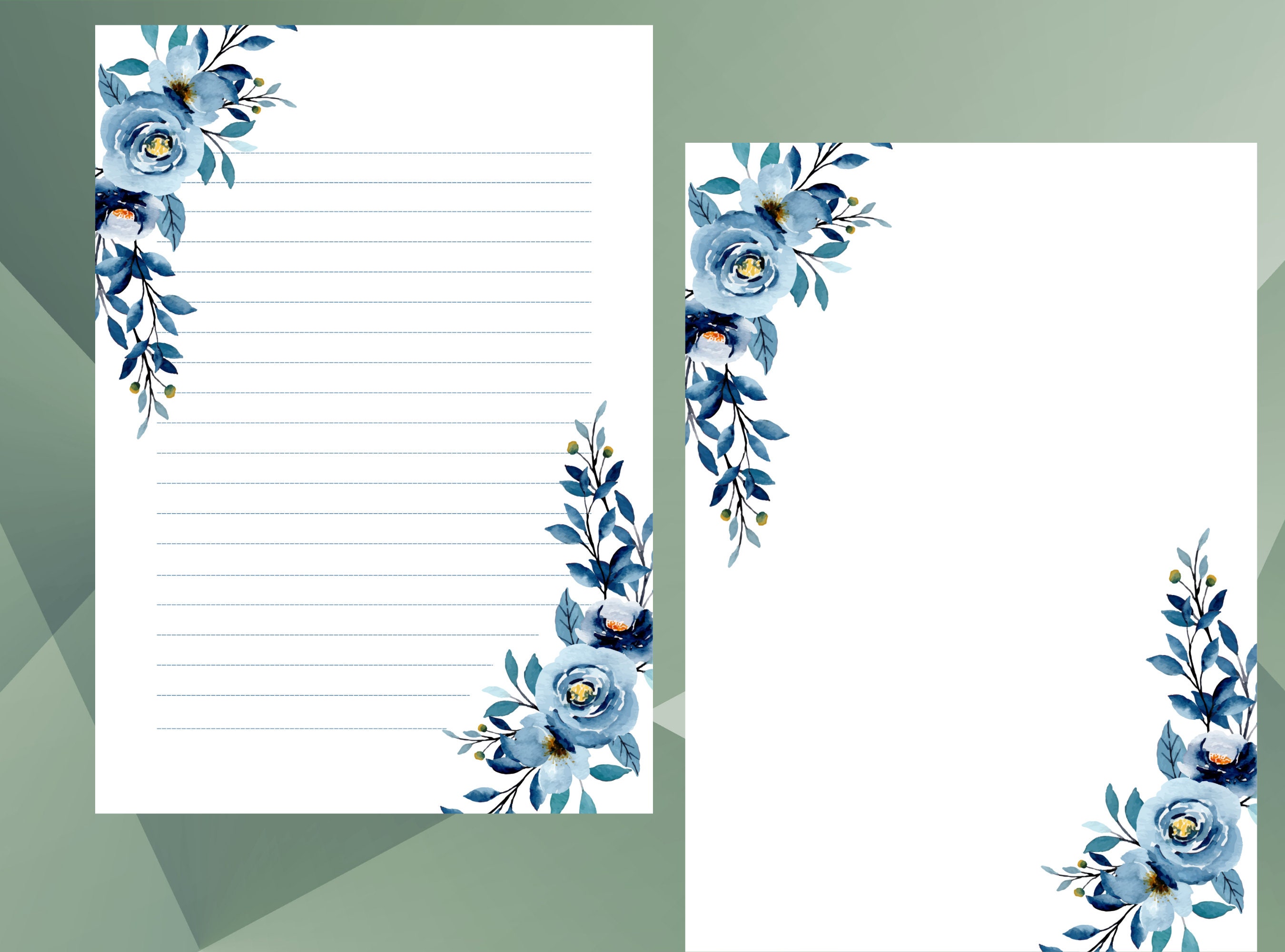 Floral Lined Paper Floral Unlined Paper Printable Stationery - Etsy