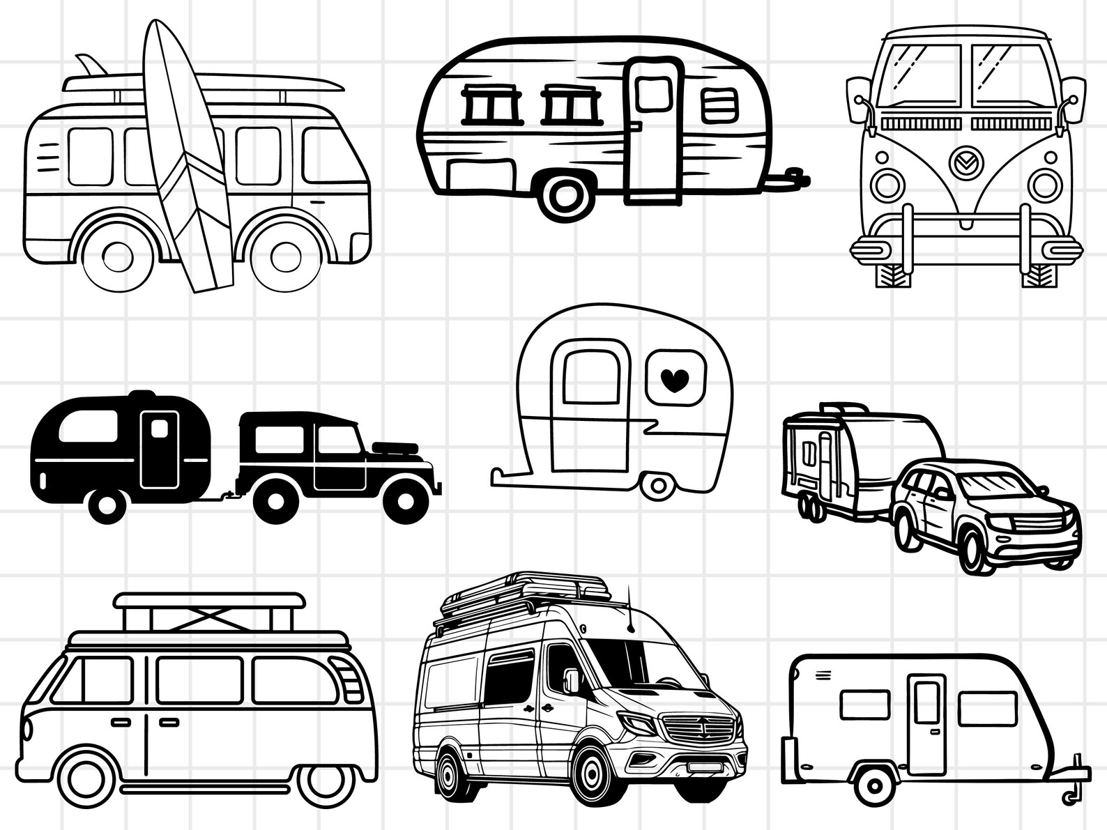 Camper Van SVG PNG Images Bundle! Camping Svg, Adventure Svg, Travel Svg, Outdoor Svg, Vw Bus ...