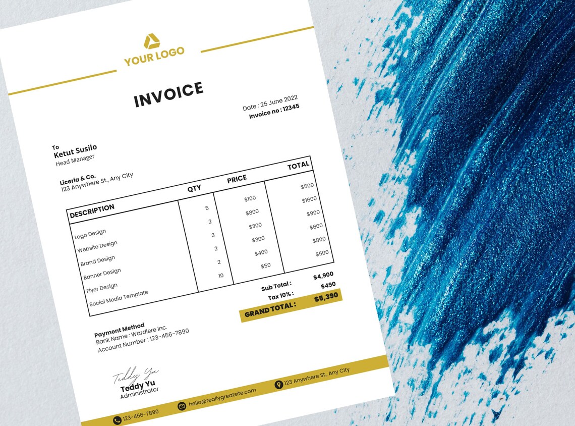 Invoice and Receipt Template Canva Professional Editable Design ...