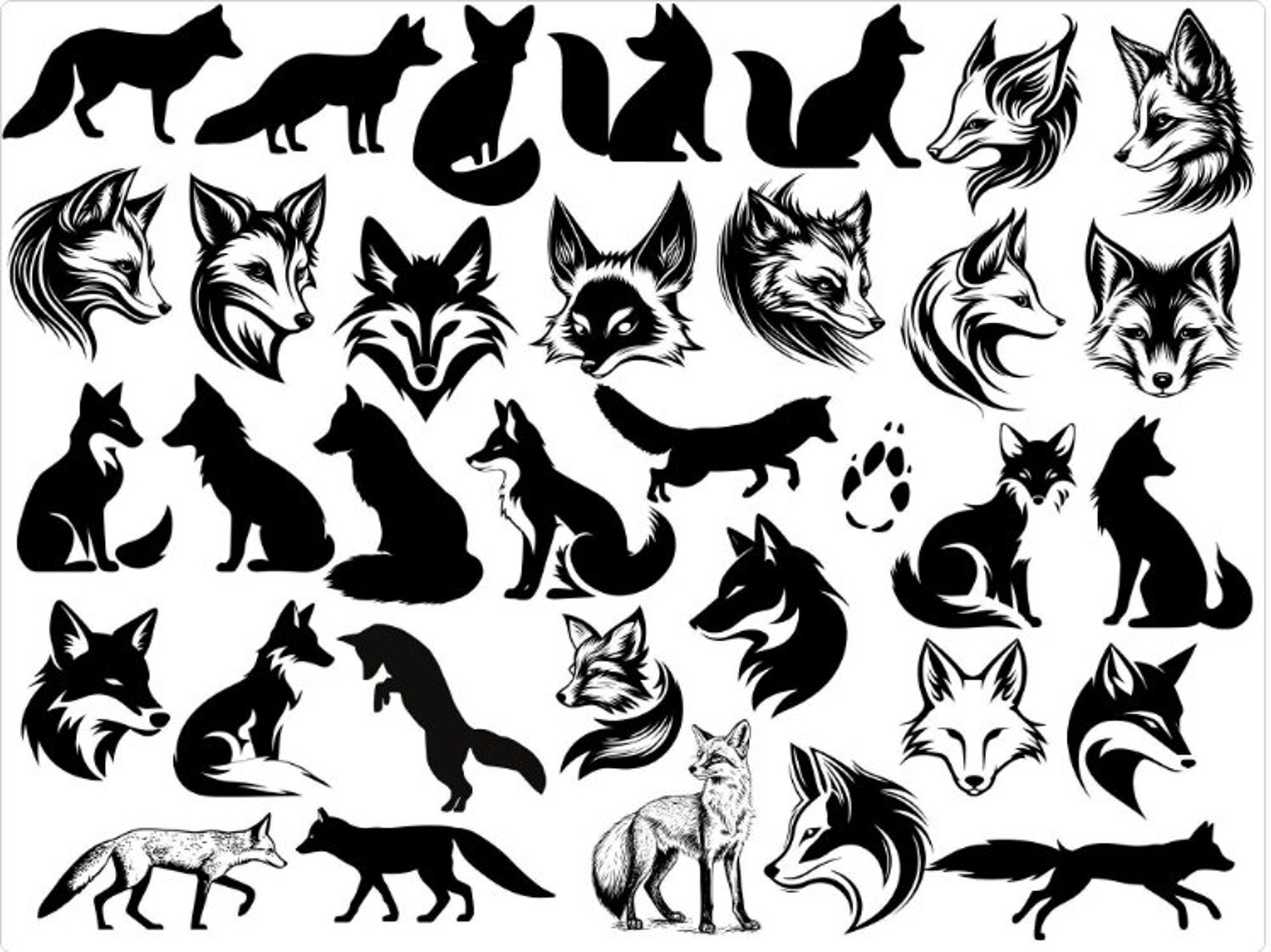 Fox Svg Bundle , Fox Clipart Bundle , Fox Silhouette , Fox Head Bundle ...