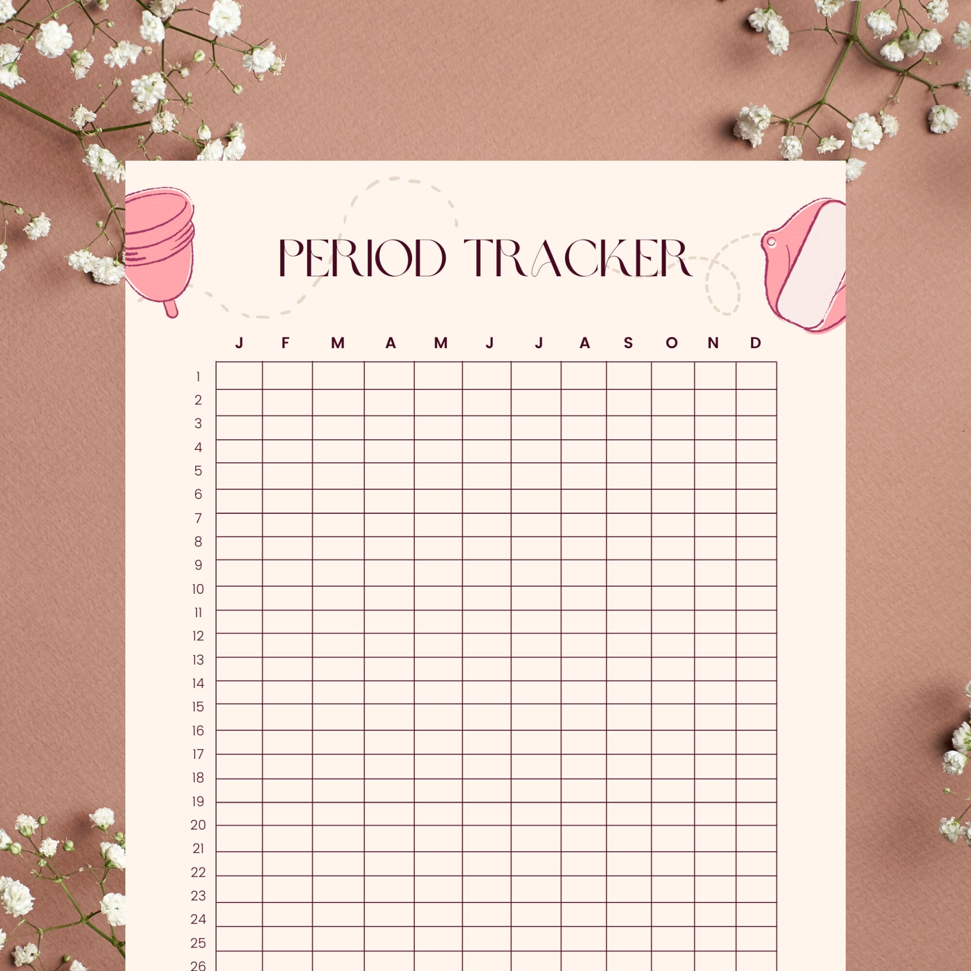 Minimalist Period Tracker: A4 Printable Fertility & Ovulation Log ...