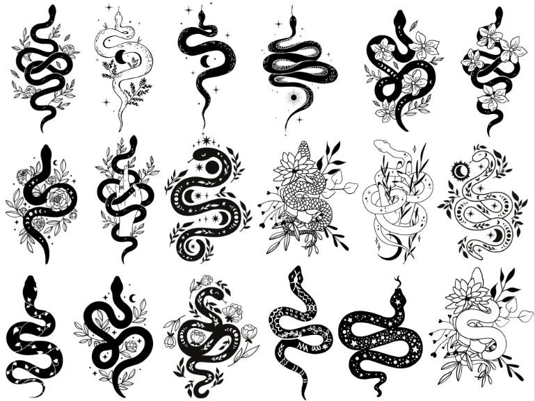 Beautiful Floral Snake Svg Bundle, Celestial Snake Svg, Snake With ...