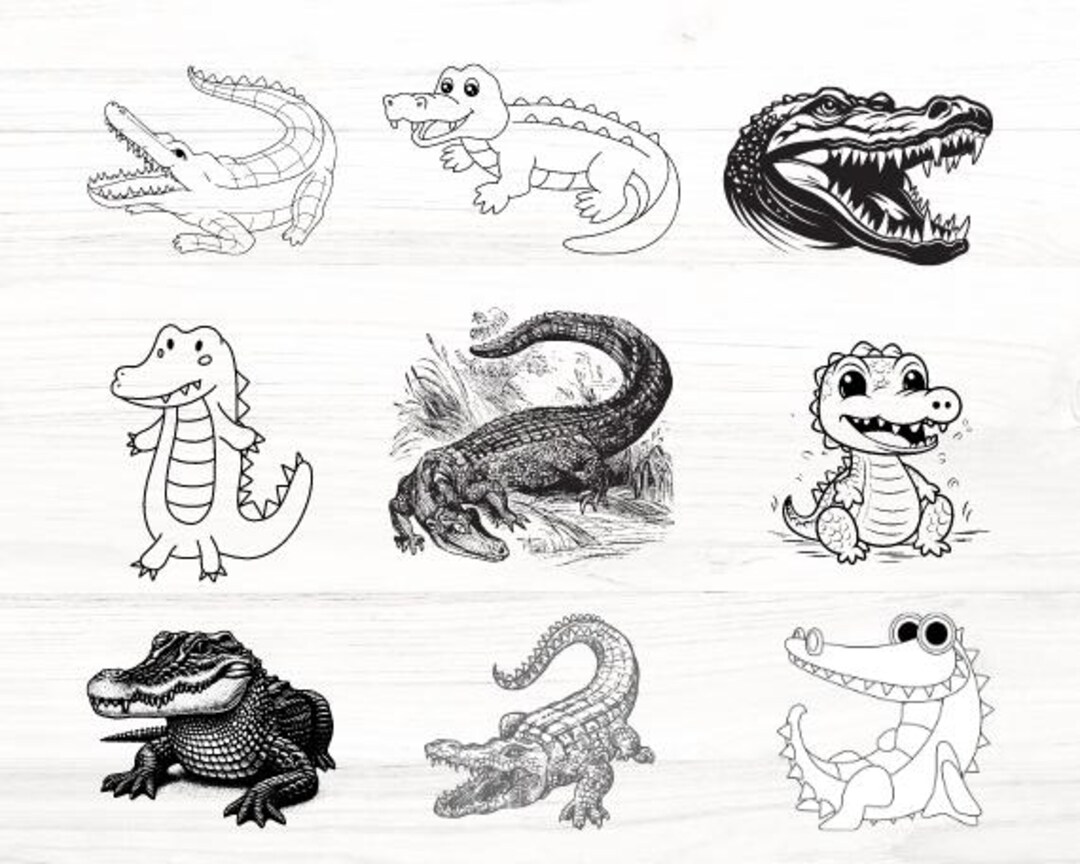 Alligator Svg Bundle, Reptile Clipart for Cricut, Alligator Silhouette ...