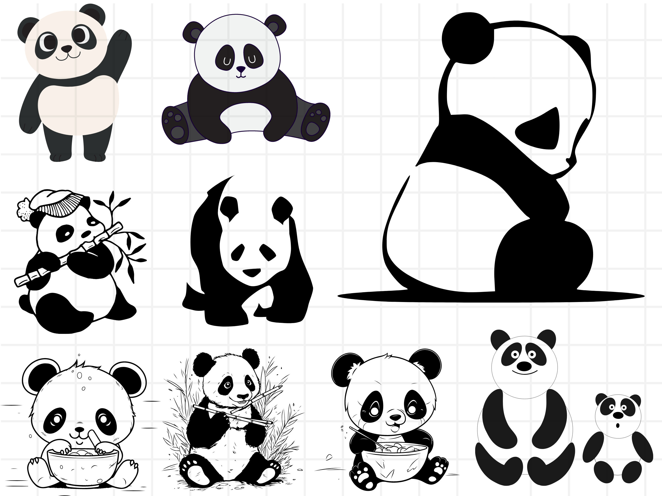 Panda SVG Bundle, Panda PNG Bundle, Panda Clipart, Panda SVG Cut Files ...