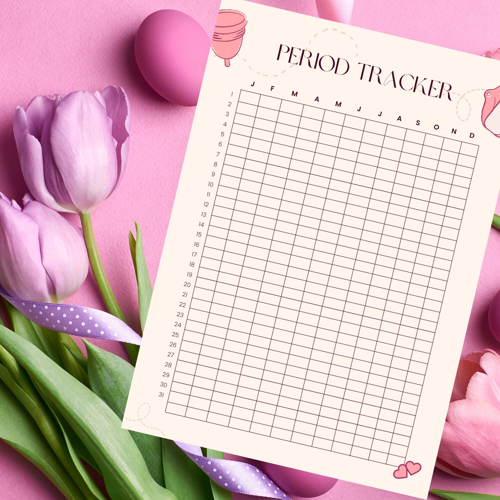 Minimalist Period Tracker: A4 Printable Fertility & Ovulation Log ...
