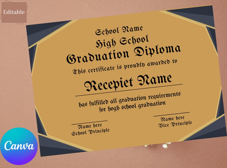 Editable Highschool Diploma Template Minimalist Printable Homeschool ...