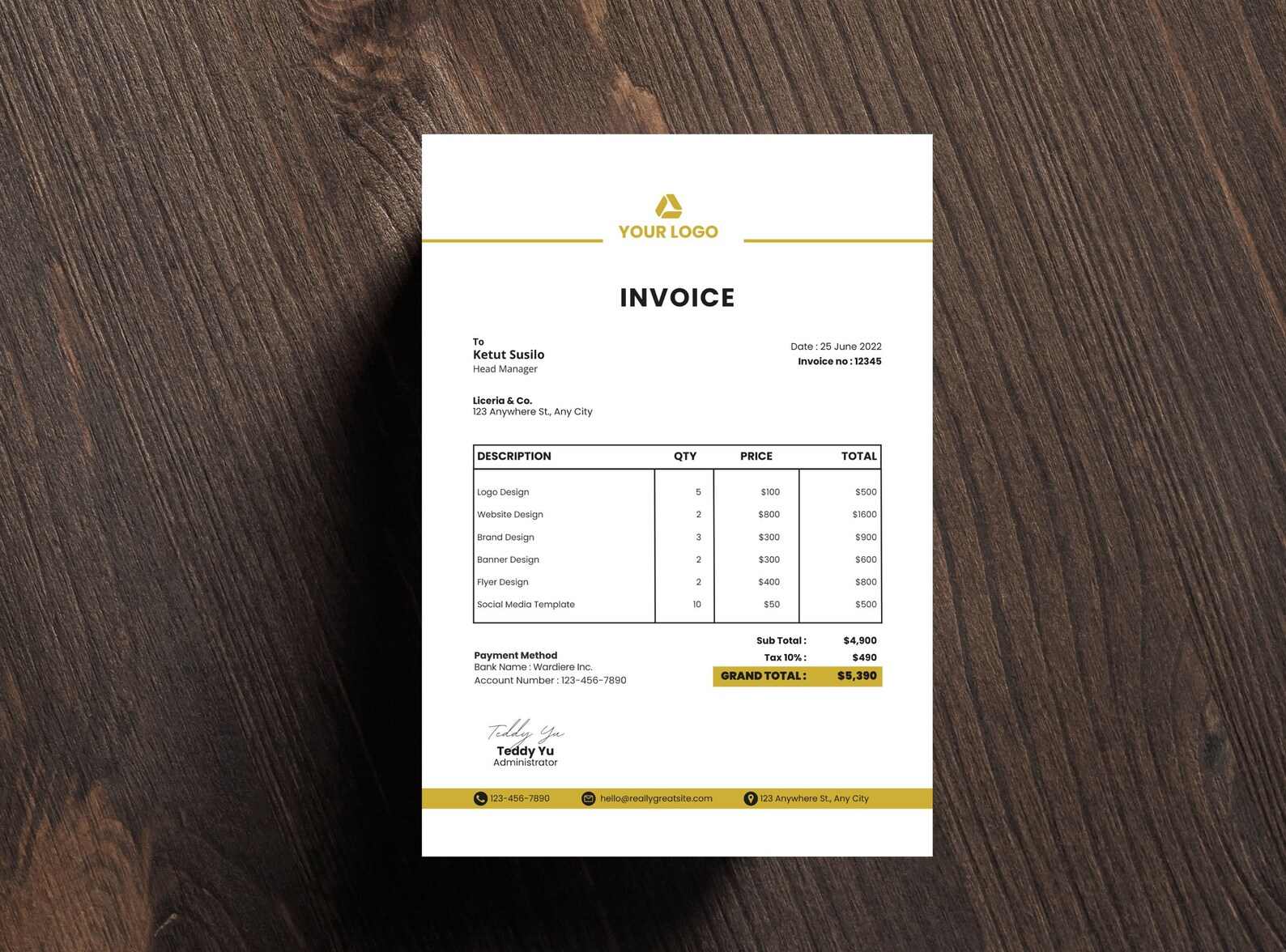 Invoice and Receipt Template Canva Professional Editable Design ...
