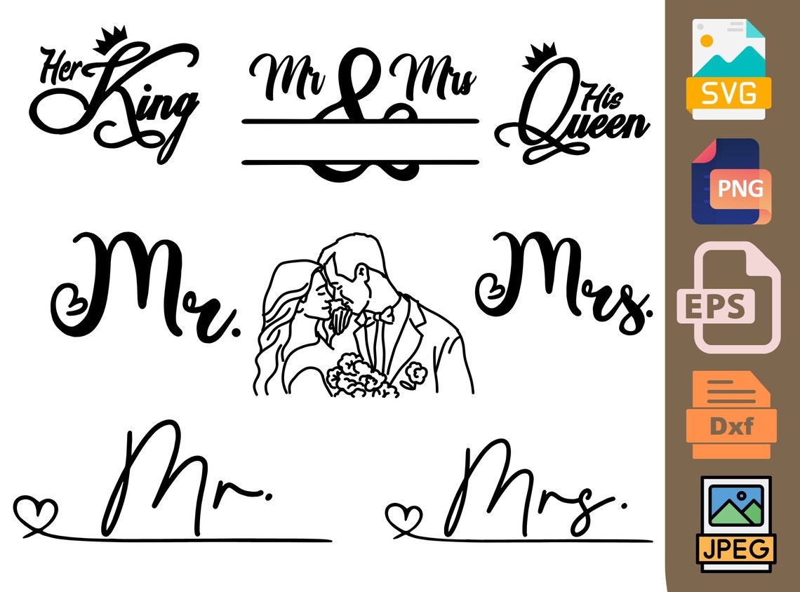 Mr and Mrs Svg Mr and Mrs Clip Art Mr and Mrs Monogram Svg Wedding Svg ...